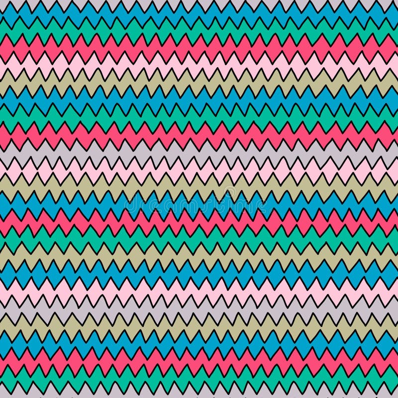 Pastel Hand Drawn Zig Zag Seamless Backgrownd Stock Illustration ...