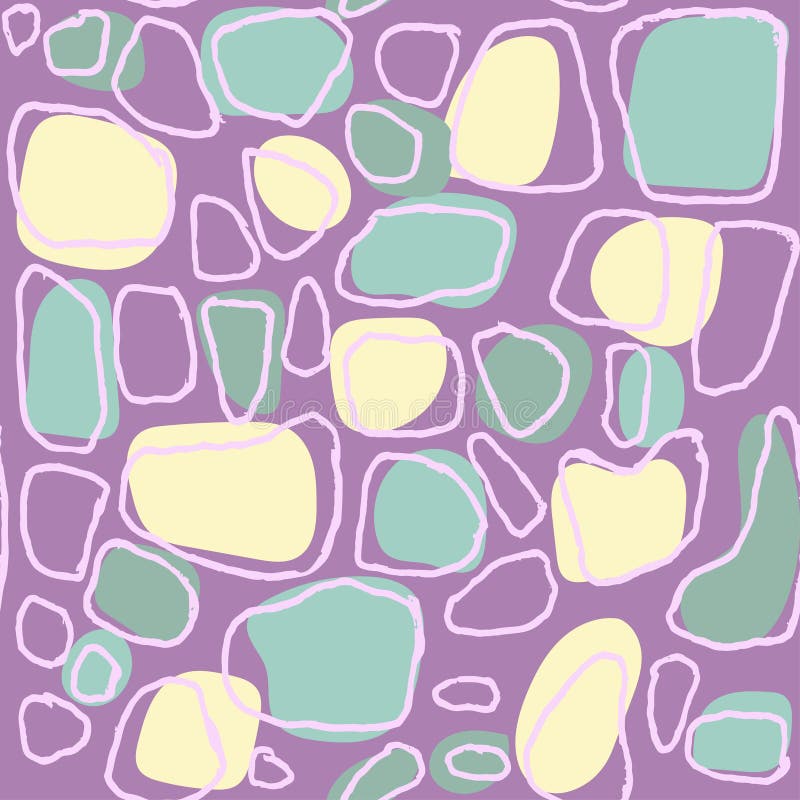 Pastel Handdrawn Seamless Purple, Green and Yellow Pattern. Vector ...