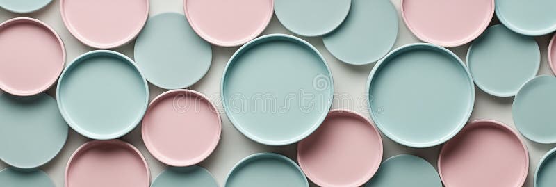 Pastel Harmony Aesthetic Background of Overlapping Pink and Blue Plates ...