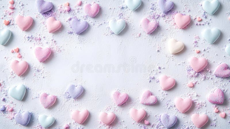 Pastel Hearts Border on White Background Stock Illustration ...