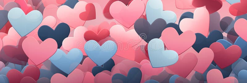Pastel Hearts Pattern Background Banner. Valentine S Day. Panoramic Web ...