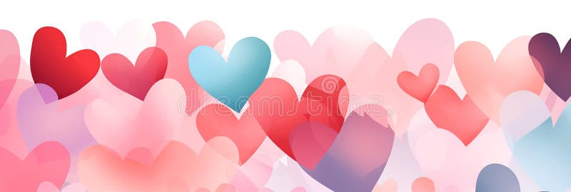 Pastel Hearts Pattern Background Banner. Valentine S Day. Panoramic Web ...