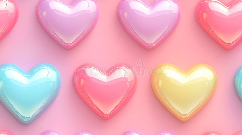 Pastel Hearts Pattern on Pink Background Stock Illustration ...