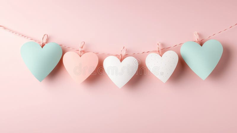 Pastel Hearts on a String Celebrate Love Stock Image - Image of crafts ...
