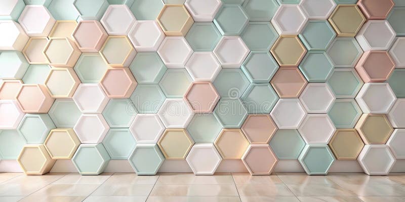 Pastel Hexagon Wall Panel Design for Modern Interior. Generative AI ...