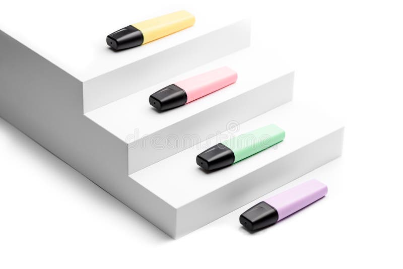 Pastel Highlighters on White Steps Background Stock Illustration ...