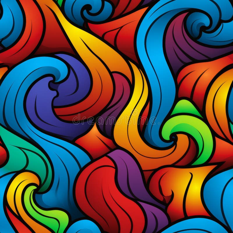 Pastel Hued Abstract Composition with Delicate Doodles in Various ...