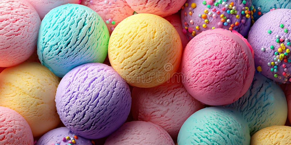 Pastel Ice Cream Scoops Delicious Background Texture Stock Illustration ...