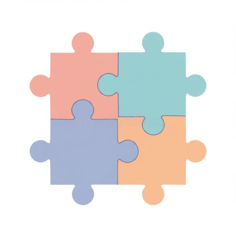 Pastel Jigsaw Puzzle Pieces Interlocking Together Stock Illustration ...