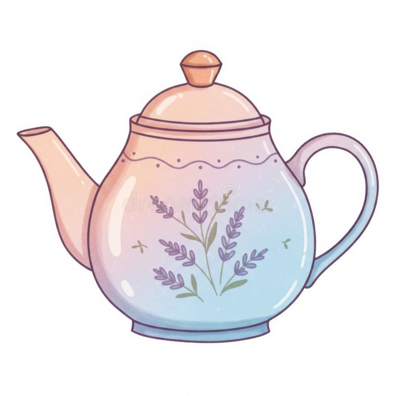 Pastel Lavender Teapot Illustration Stock Illustration - Illustration ...