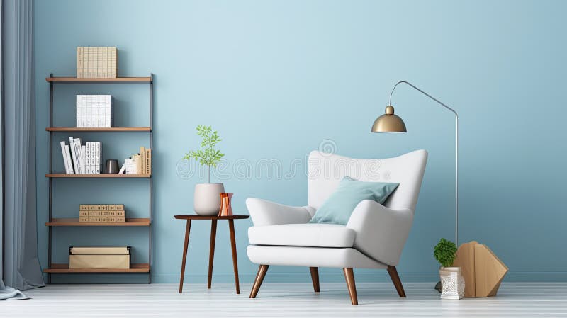 Pastel light blue wall stock illustration. Illustration of peaceful ...
