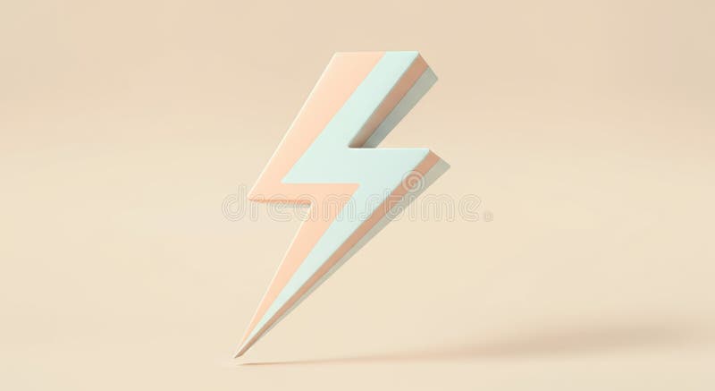 Pastel Lightning Bolt Icon on Beige Background Stock Illustration ...