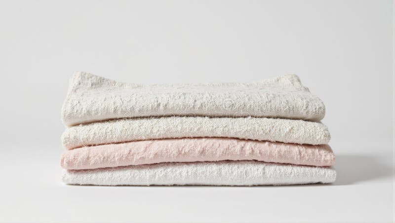 Pastel Linen Stack with Rustic Texture Serene Colors Stock Illustration ...