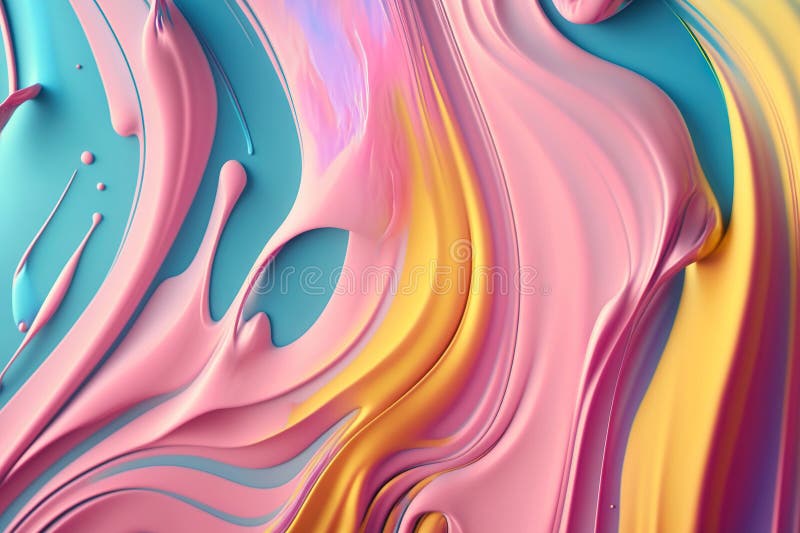 Pastel Liquid Paint Flows Background. Creamy Color Fluid Stock ...