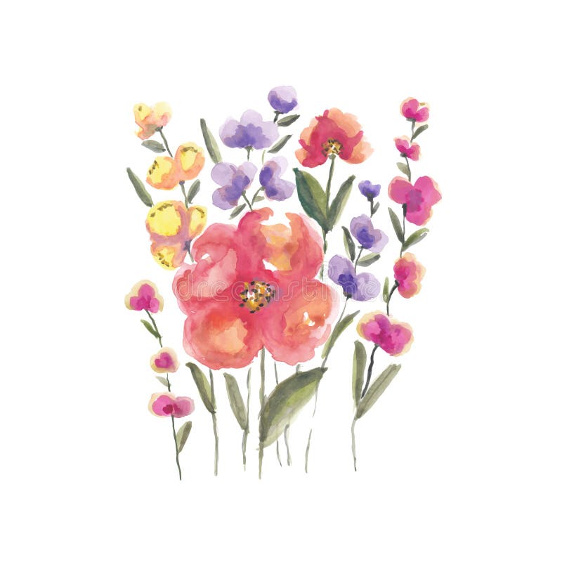 Pastel Loose Floral Watercolor Art Stock Vector - Illustration of ...