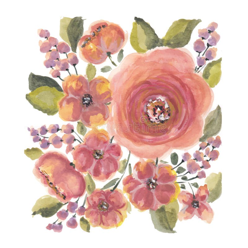 Pastel Loose Floral Watercolor Art Stock Vector - Illustration of ...