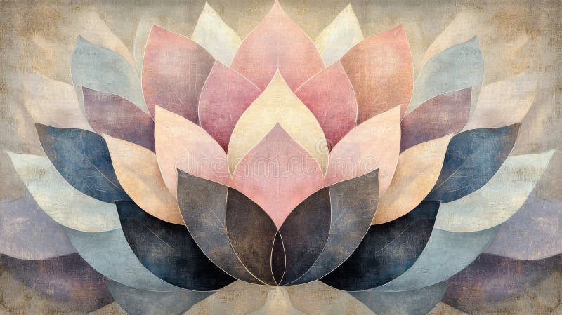 Pastel Lotus Flower Design Soft Tones Abstract Art Stock Illustration ...