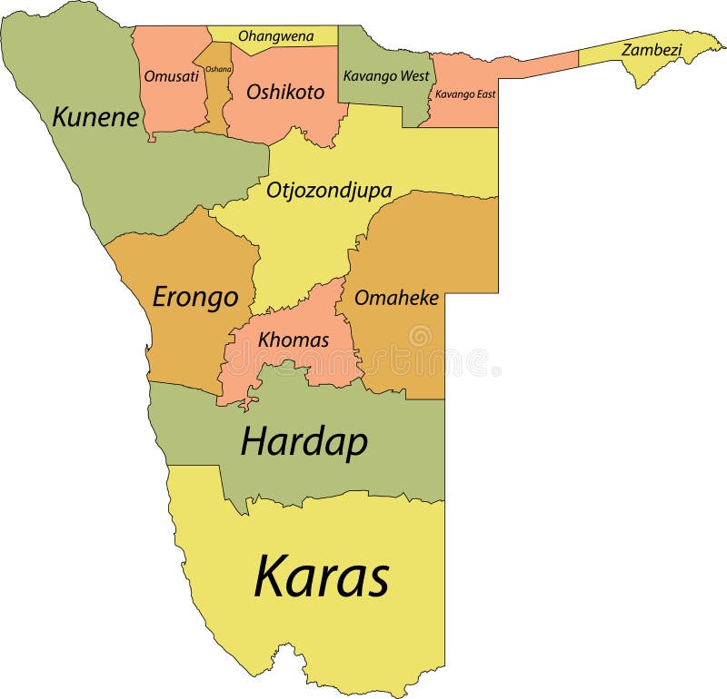 Namibia Map, Black And White Detailed Outline Regions Of The Country ...