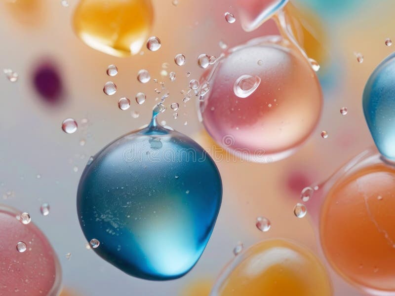 Pastel Matte Drops of Oil on a Light Background. Rainbow Highlights on ...