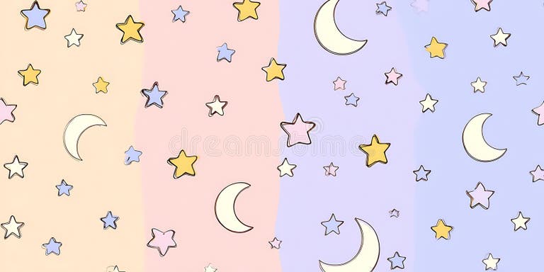 Pastel Moon and Stars Pattern Seamless Background Texture for Design ...