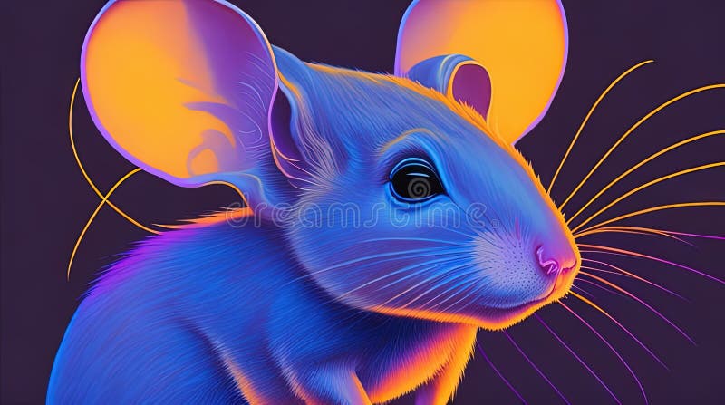 Pastel Mouse on Dark Background Stock Illustration - Illustration of ...