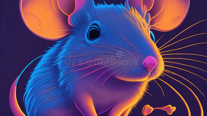Pastel Mouse on Dark Background Stock Illustration - Illustration of ...