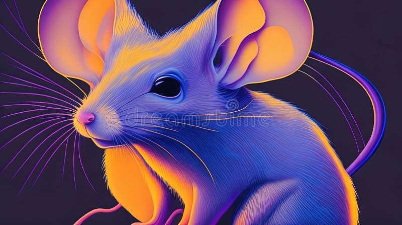 Pastel Mouse on Dark Background Stock Illustration - Illustration of ...