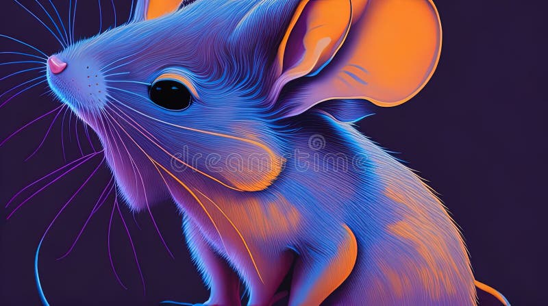 Pastel Mouse on Dark Background Stock Illustration - Illustration of ...
