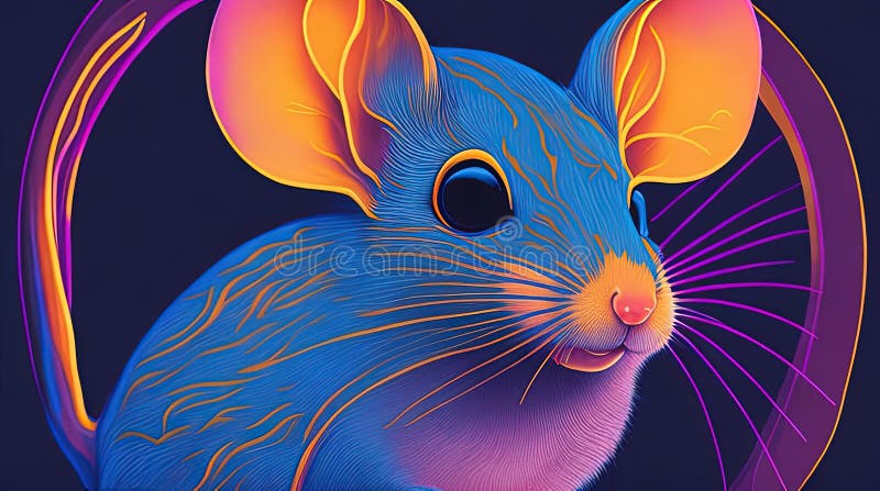 Pastel Mouse on Dark Background Stock Illustration - Illustration of ...