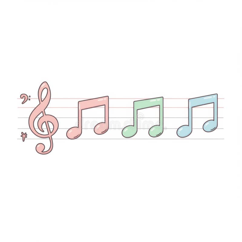 Pastel Music Notes and Treble Clef Illustration Stock Illustration ...