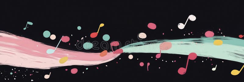 Pastel Musical Notes Floating on a Dark Canvas Stock Illustration ...