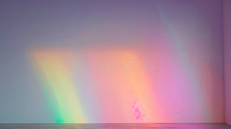 Pastel Neon Rainbow Gradient Light Effect on White Wall with ...