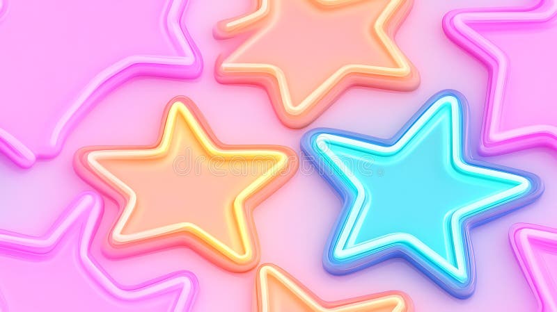 Pastel Neon Stars 3D Render Bright Colorful Background Stock ...