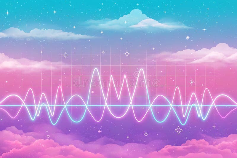 Pastel Neon Vaporwave Background, Trendy Abstract Pulse Spectrum ...