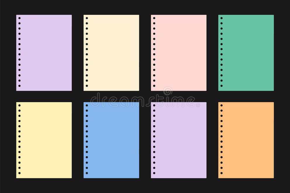 Pastel Notebook Pages – Vector Set of Lined, Grid, and Blank Sheets for ...