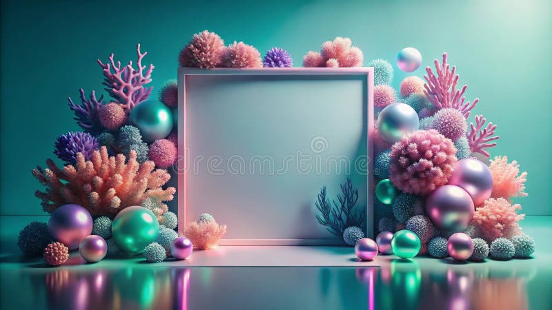 Pastel Ocean Scene with Blank Frame for Text or Image. Generative AI ...