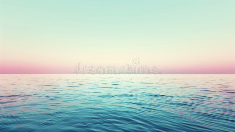 Pastel Ocean Serenity: Calm Water Waves and a Dreamy Sky Stock ...