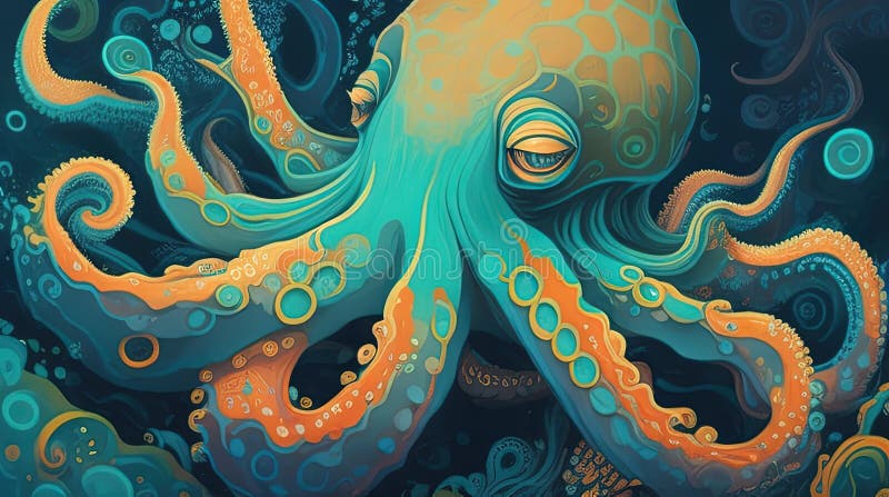 Pastel Octopus Pop Painting Stock Illustration - Illustration of ...