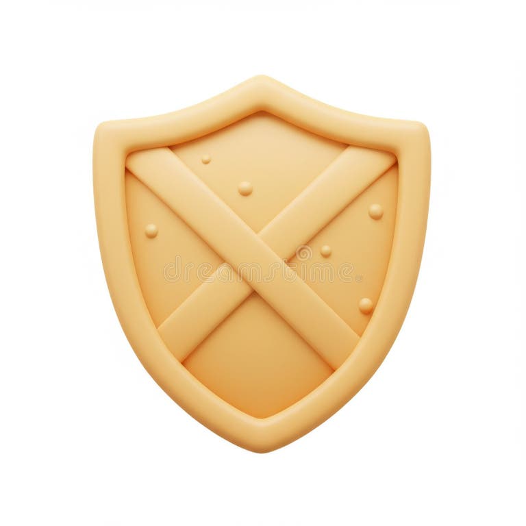 Pastel Orange 3D Render of a Simple Shield Icon Stock Illustration ...
