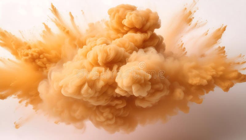 A Pastel Orange Smoke Bomb Explosion on a White Background, Creating a Cloud-like Effect Stock ...