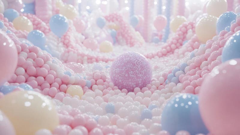Pastel Orbs Abound in a Dreamy Scene with Colorful Ball Pit Theme Stock ...