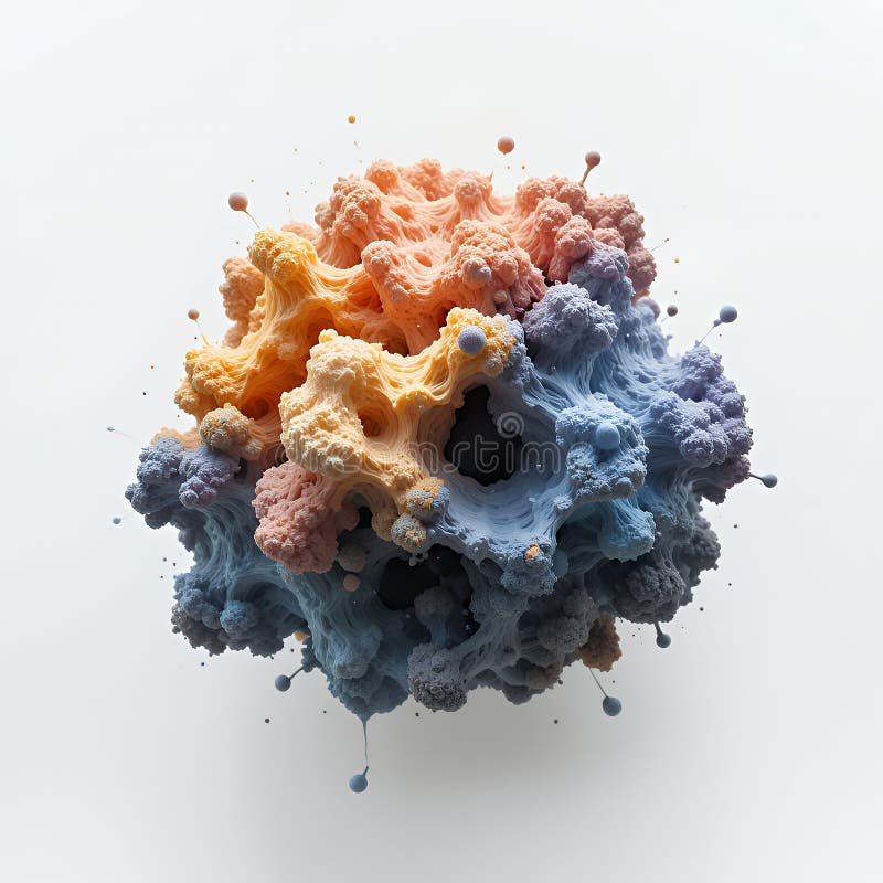 Pastel Organic Sphere 3D Render: Abstract Blue Peach Orange Texture and ...