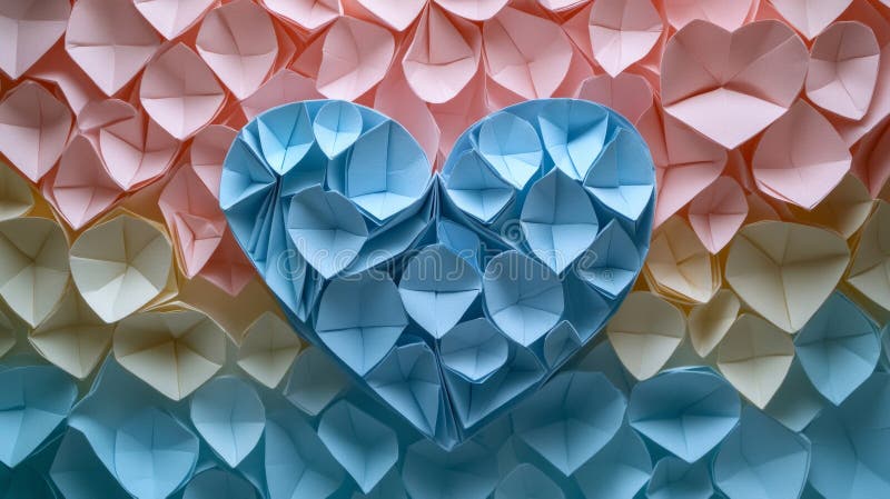 Pastel Origami Heart Paper Art Stock Illustration - Illustration of ...