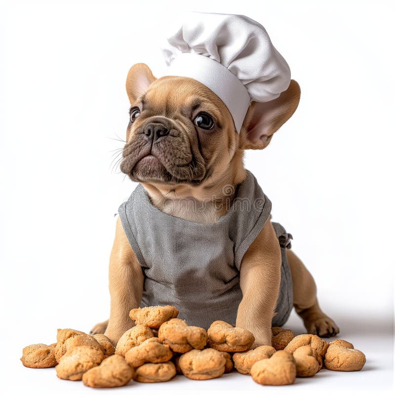 In a Pastel Outfit, a Tiny Puppy Chef is Decorating the Photoroom for a ...