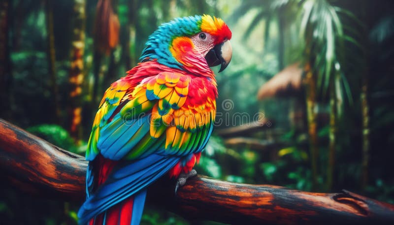 Pastel Painting,a Colorful Parrot Stock Illustration - Illustration of ...