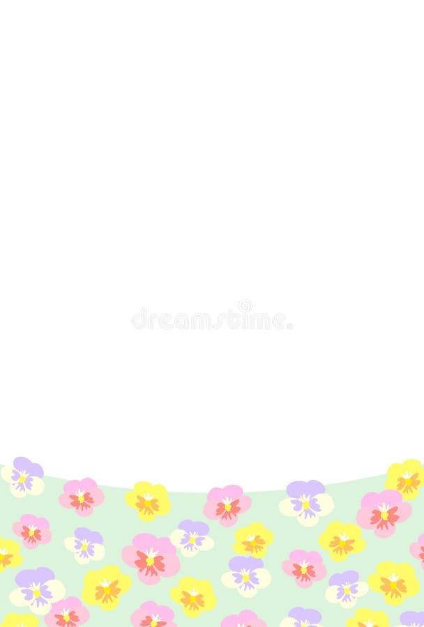 Pastel Pansy Flower Garden Message Card Vertical. Stock Vector ...
