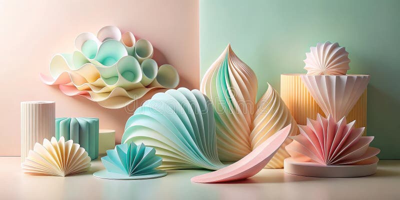Pastel Paper Sculptures Arranged in a Modern Still Life Composition ...