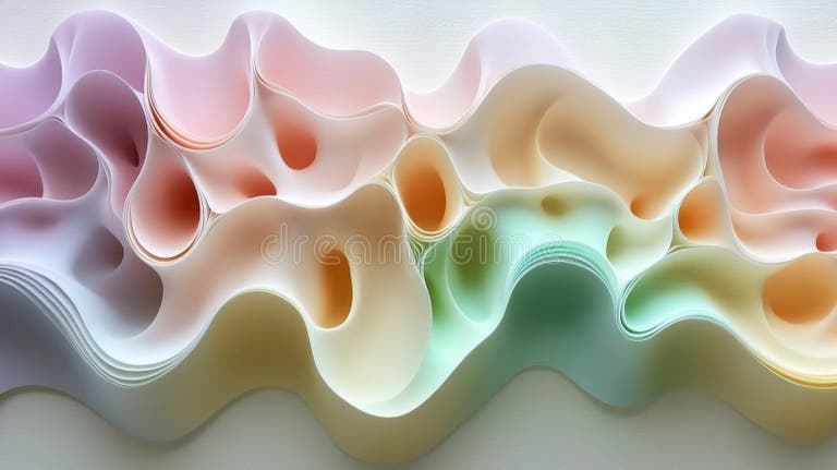 Pastel Paper Sculptures Create Abstract Wave Forms Stock Illustration ...