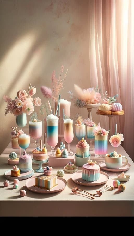 Pastel Paradise of Sweets and Treats in a Dreamy High Tea Setting Stock ...
