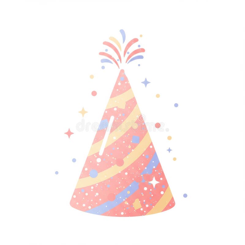 Pastel Party Hat with Sparkles and Confetti Stock Illustration ...